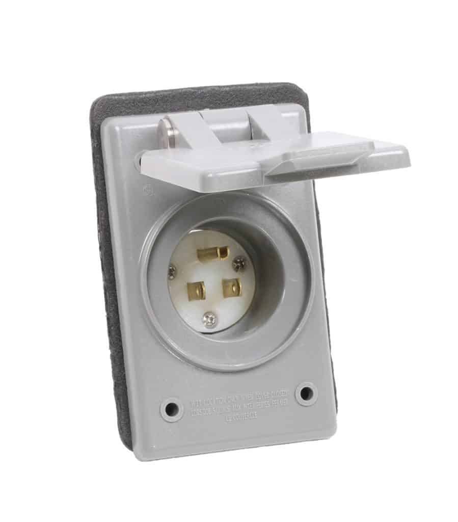 Receptacle, Leviton 15 amp 125 volt AC nylon w/flap (Part# MACR00001 ...